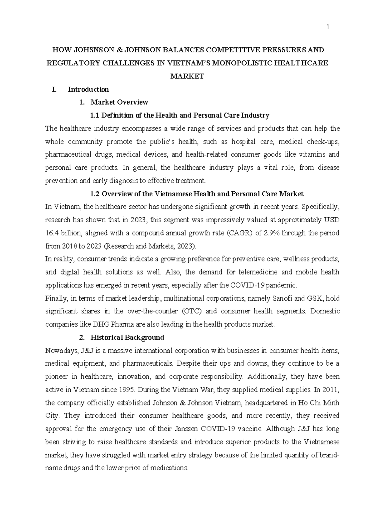 [PE] Case Study: Johnson & Johnson's Strategies in Vietnam's Healthcare ...