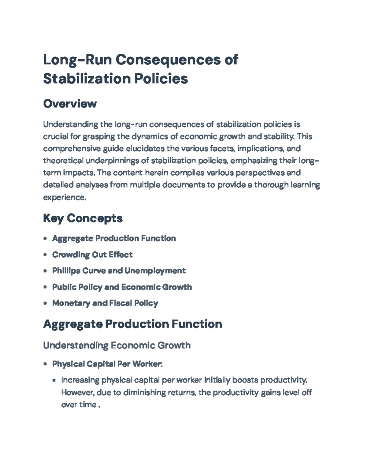 Long-Run Economic Growth & Stabilization Policies Analysis - Long-Run ...