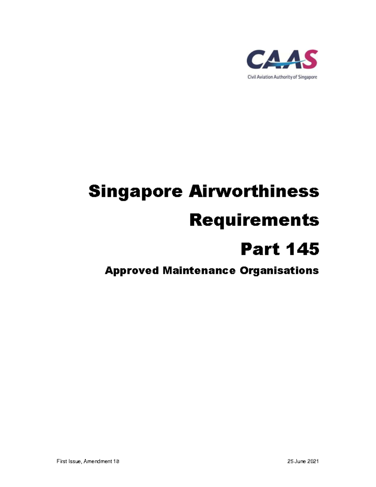 Sar 145 (amdm 18) - Sar 145 notes - First Issue, Amendment 18 25 June ...