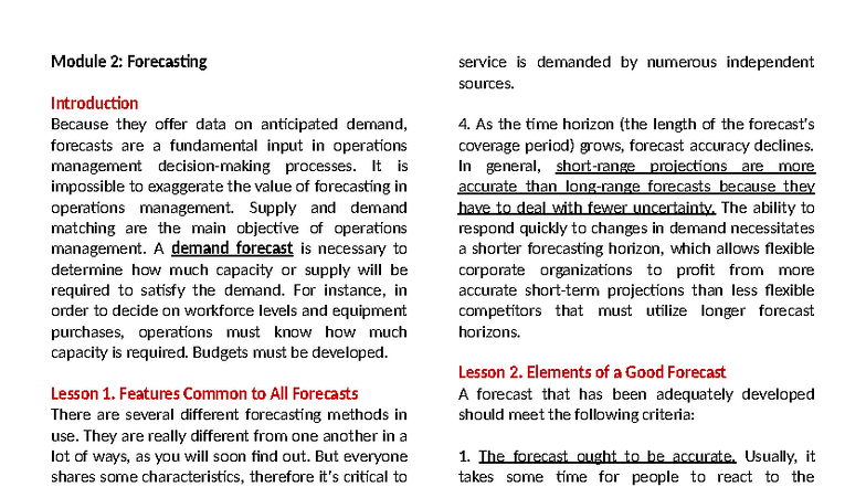 CBME-OM-TQM: Module 2 - Introduction to Forecasting Techniques - Studocu