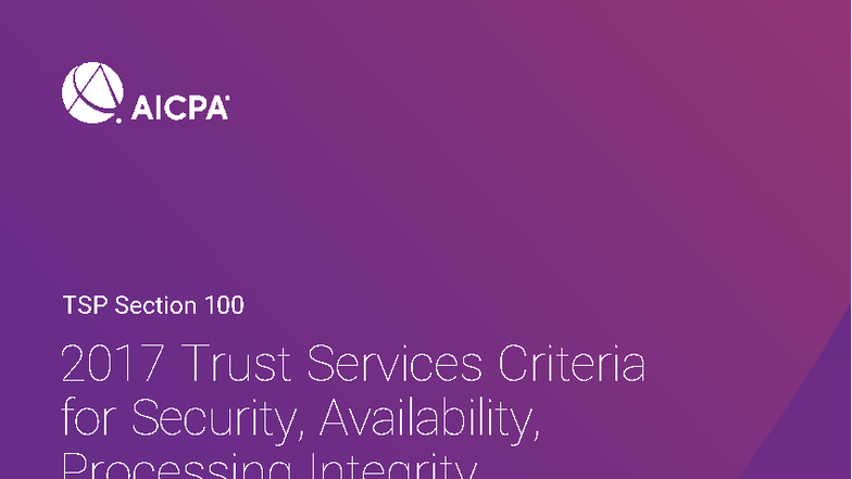 TSP 100 2017 Trust Services Criteria: Security, Availability, Integrity ...