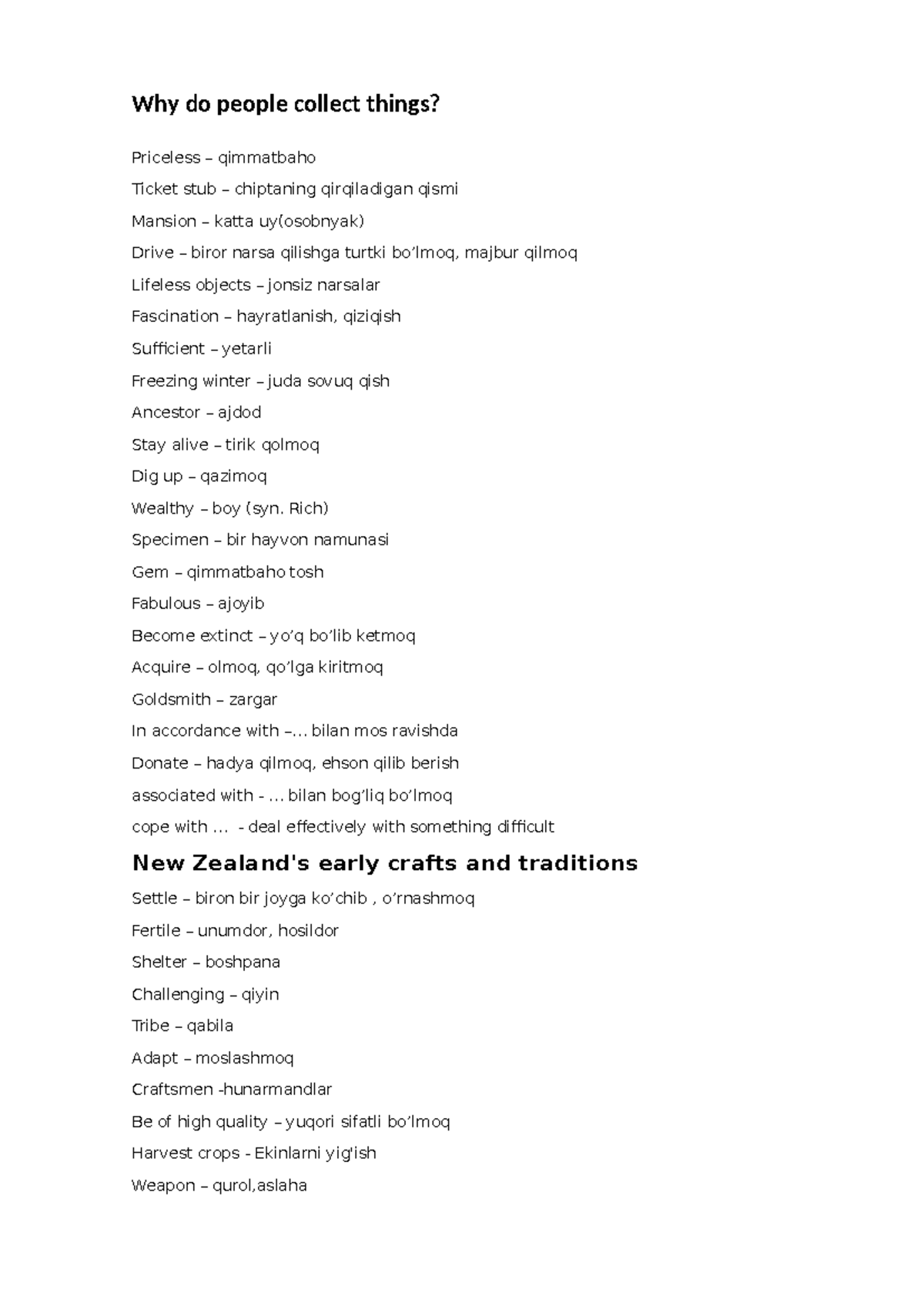 Reading vocabulary - asasasd - Why do people collect things? Priceless ...