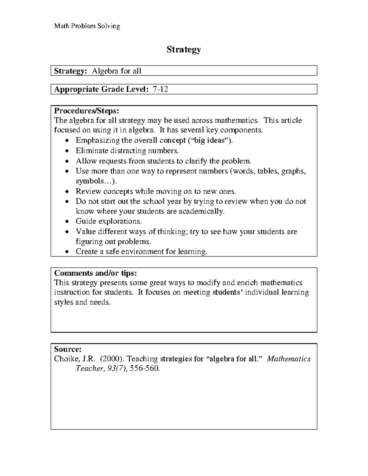 014628416 - Strategies for Algebra Problem Solving - Studocu