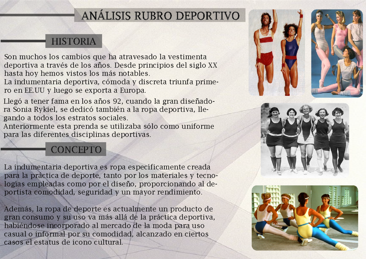Análisis del Rubro Deportivo: Historia y Características Clave - Studocu