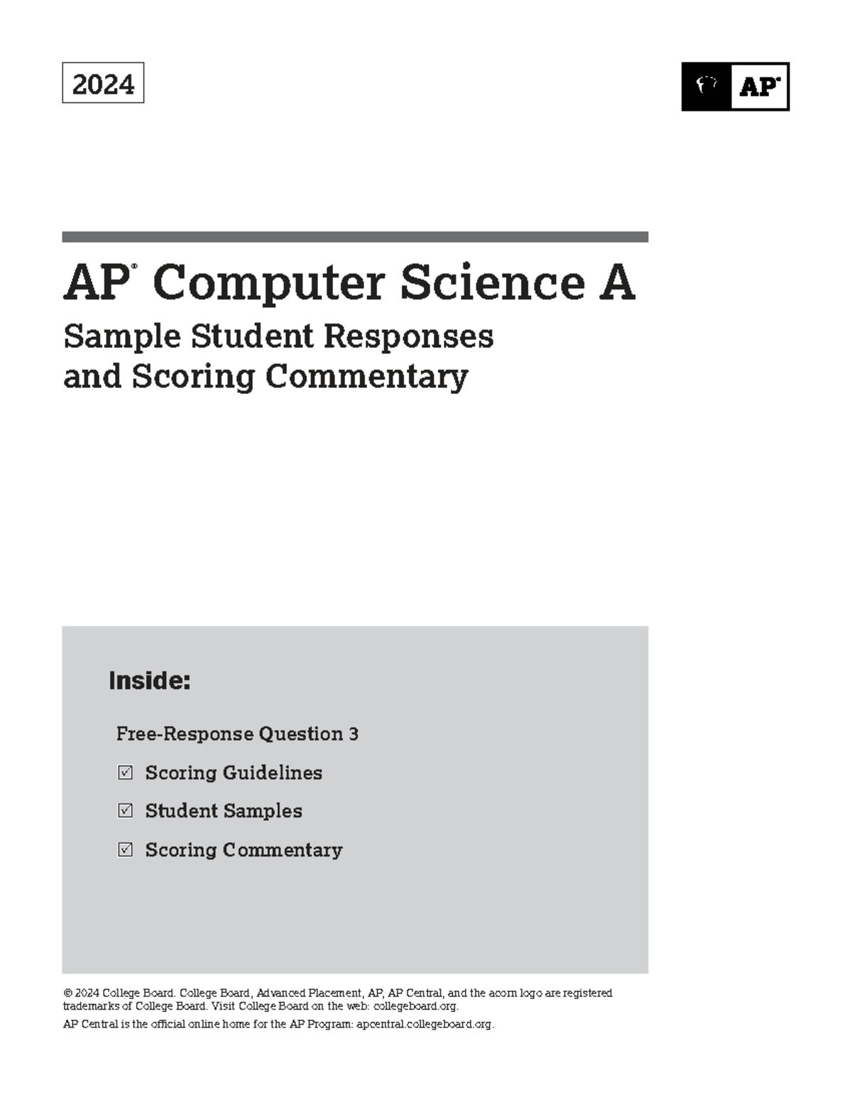 APC CS A 2024 Q3 Sample Responses & Scoring Commentary - Studocu