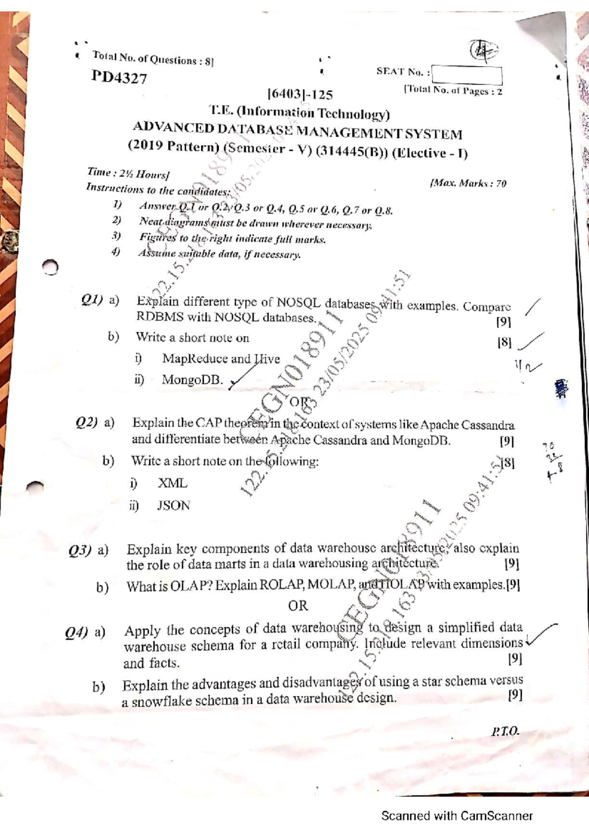 Adbms PD4327 T.E. Advanced Database Management System Exam 2019 - Studocu