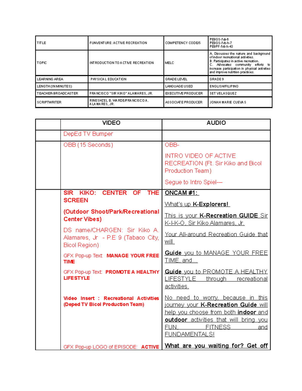 Q4 Ep01 Introduction TO Recreation - TITLE FUNVENTURE: ACTIVE ...