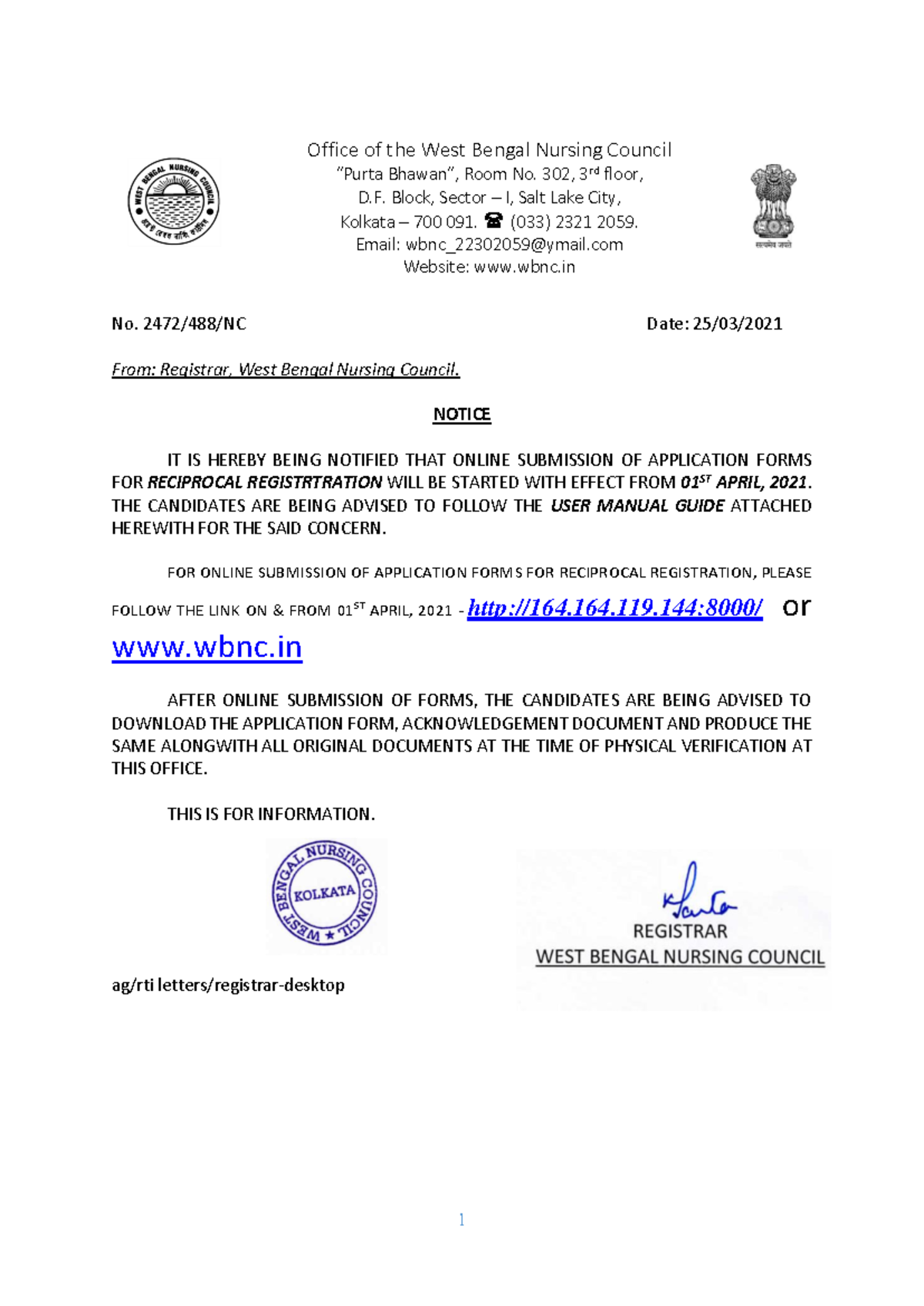 Reciprocal Registration Guidelines for WB Nursing Council (2021) - Studocu