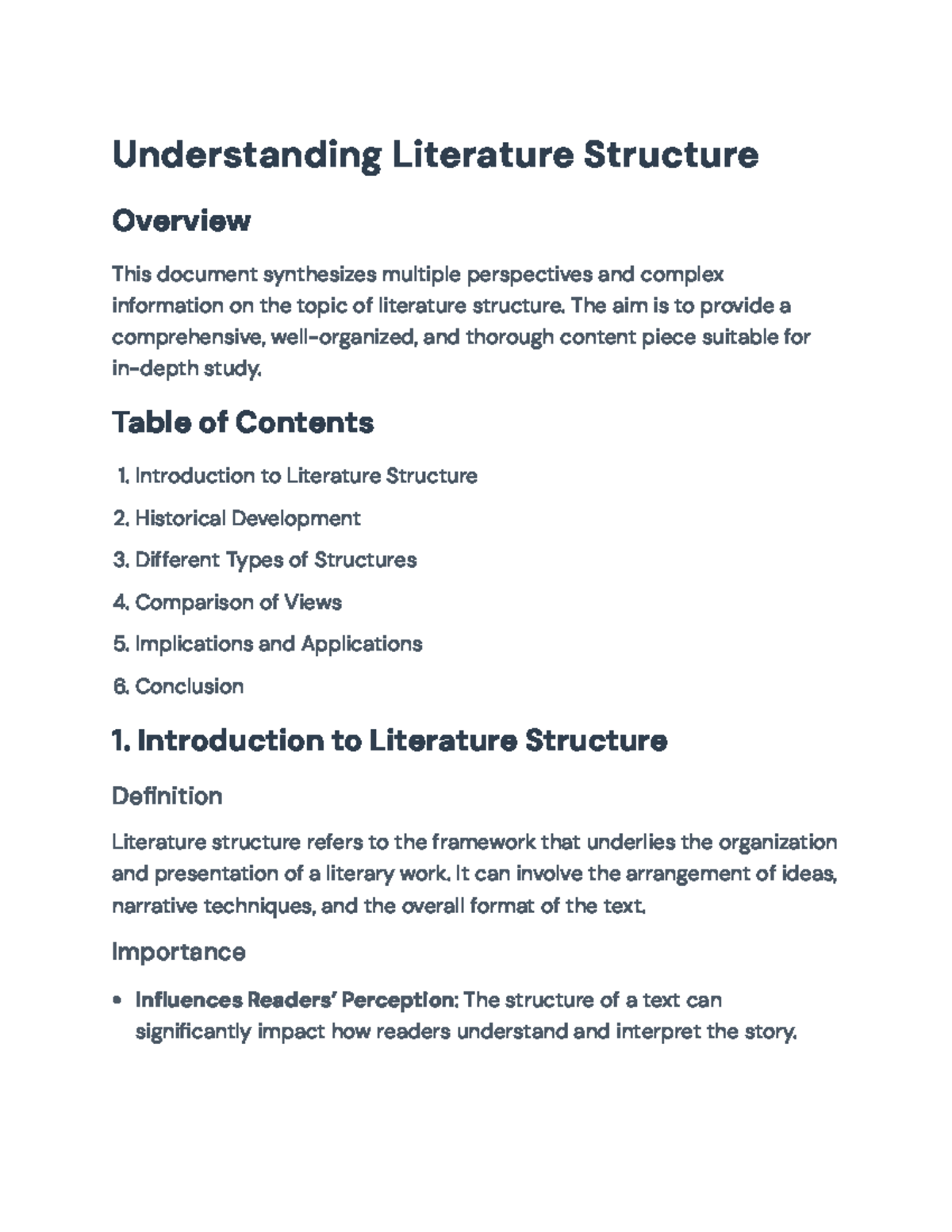 Understanding Literary Structures: Historical Perspectives ...