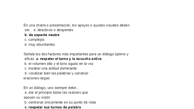 Preguntas de Diálogo y Presentación - TOE 2023 - Studocu