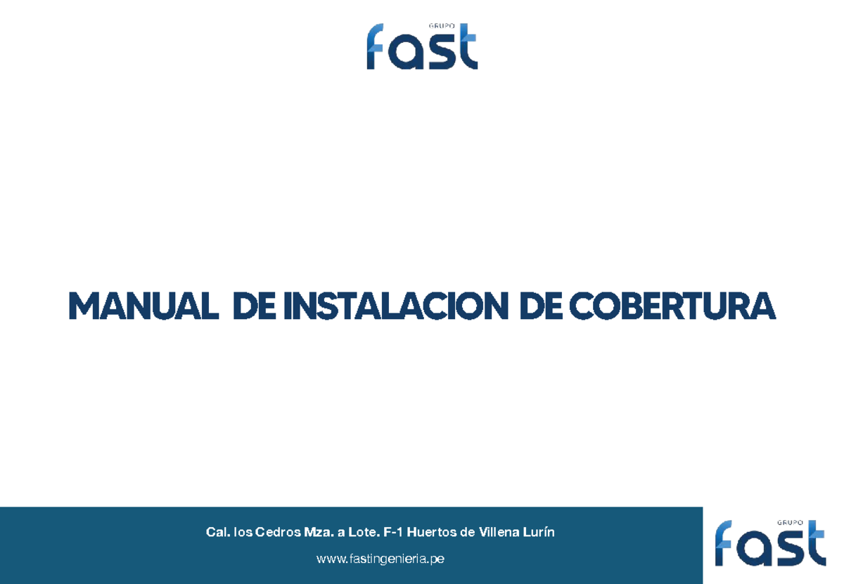 FAST-Manual de Instalación Típica de Paneles Fast Roof PUR - Studocu