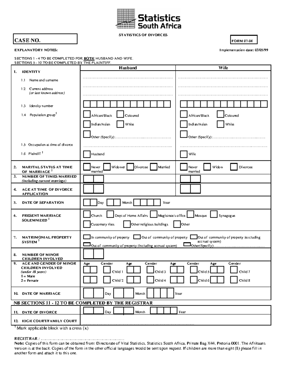 Statistics on Divorces Form 07-04: Detailed Completion Guide - Studocu