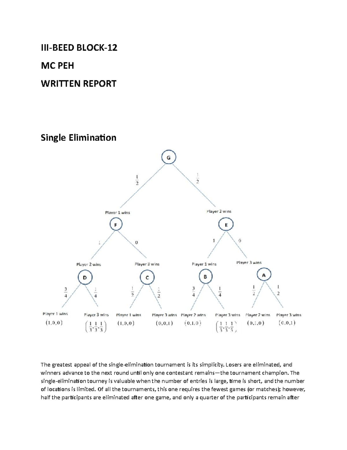 Single Elimination and round robin - III-BEED BLOCK- MC PEH WRITTEN ...