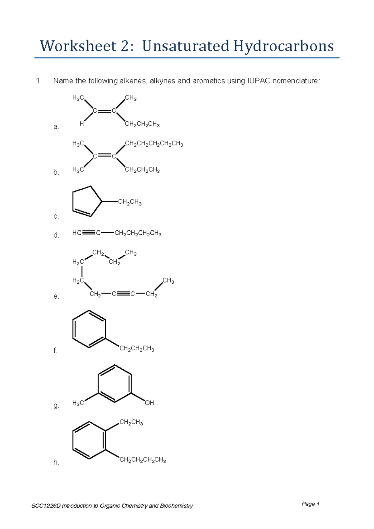 SCC1226 worksheet 2 unsaturated - Worksheet 2 : Unsaturated ...