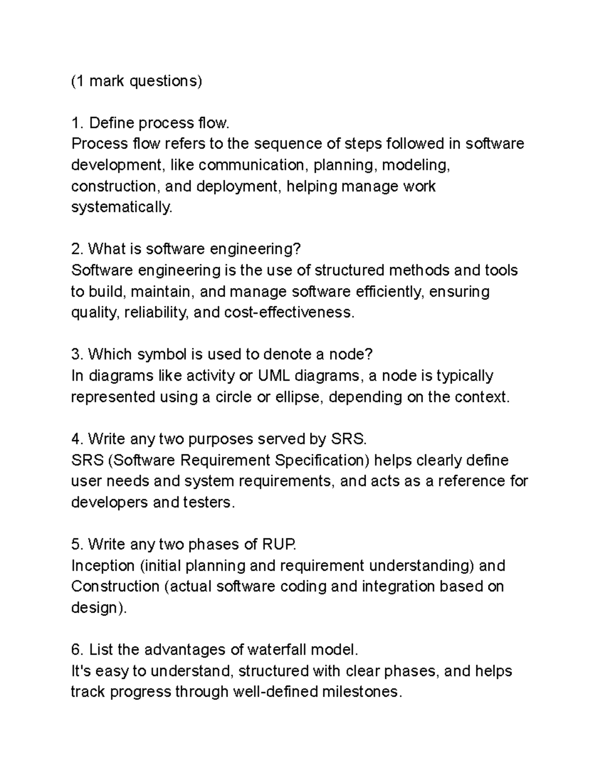 Software Engineering (SE) All Past Year Questions (PYQ) - Comprehensive Guide - Studocu