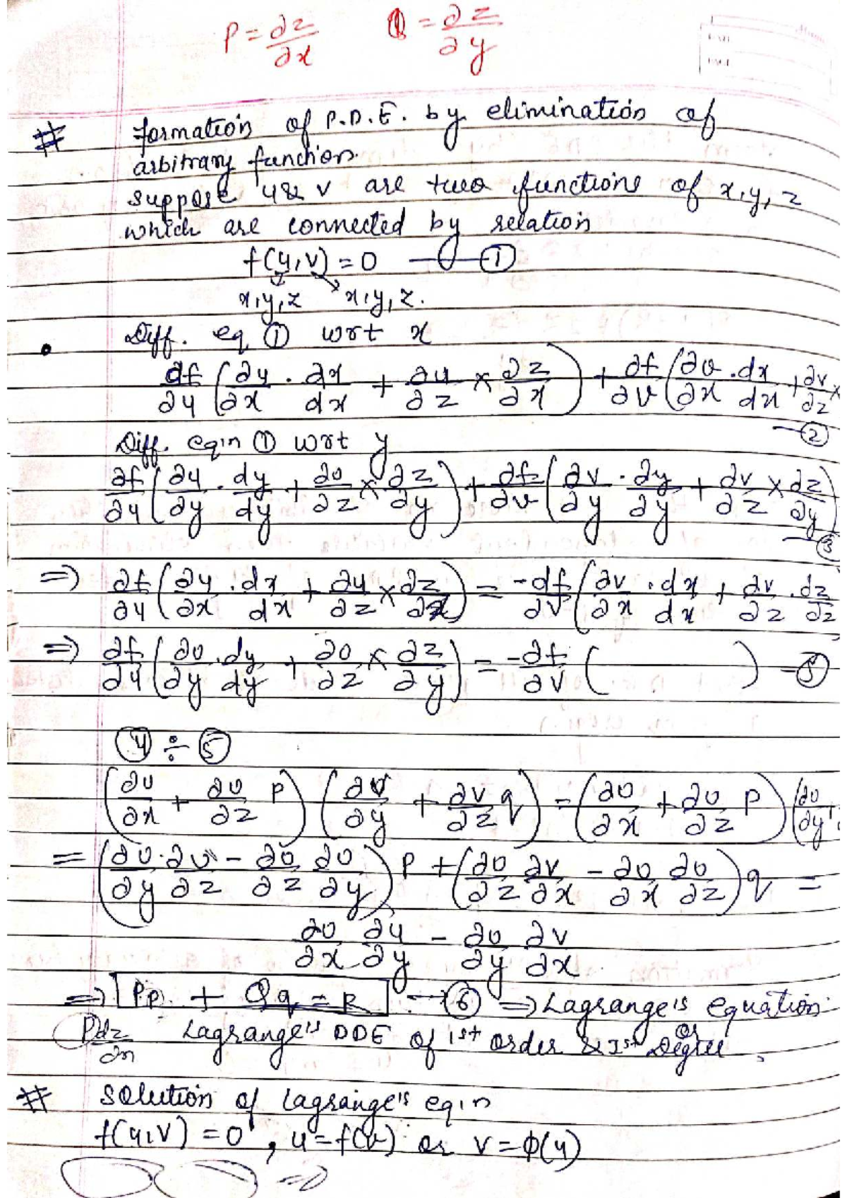 PDE Notes - Elimination of Functions and Solutions (Course Code: PDE ...