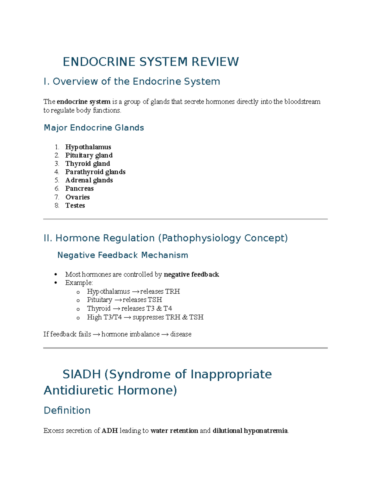 ENDOCRINE SYSTEM REVIEW I: Key Concepts & Clinical Insights - Studocu