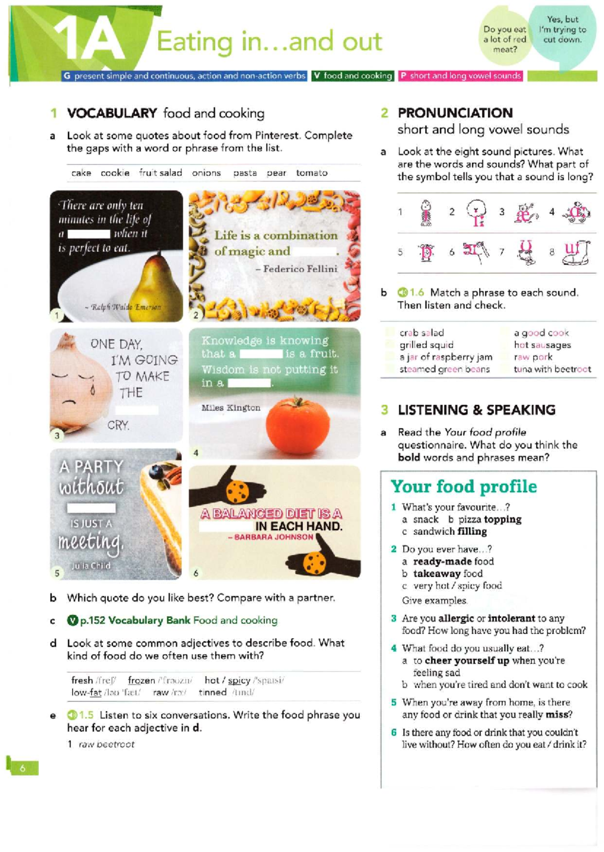 Food and Cooking 1 - Vocabulary and Pronunciation Guide - Studocu
