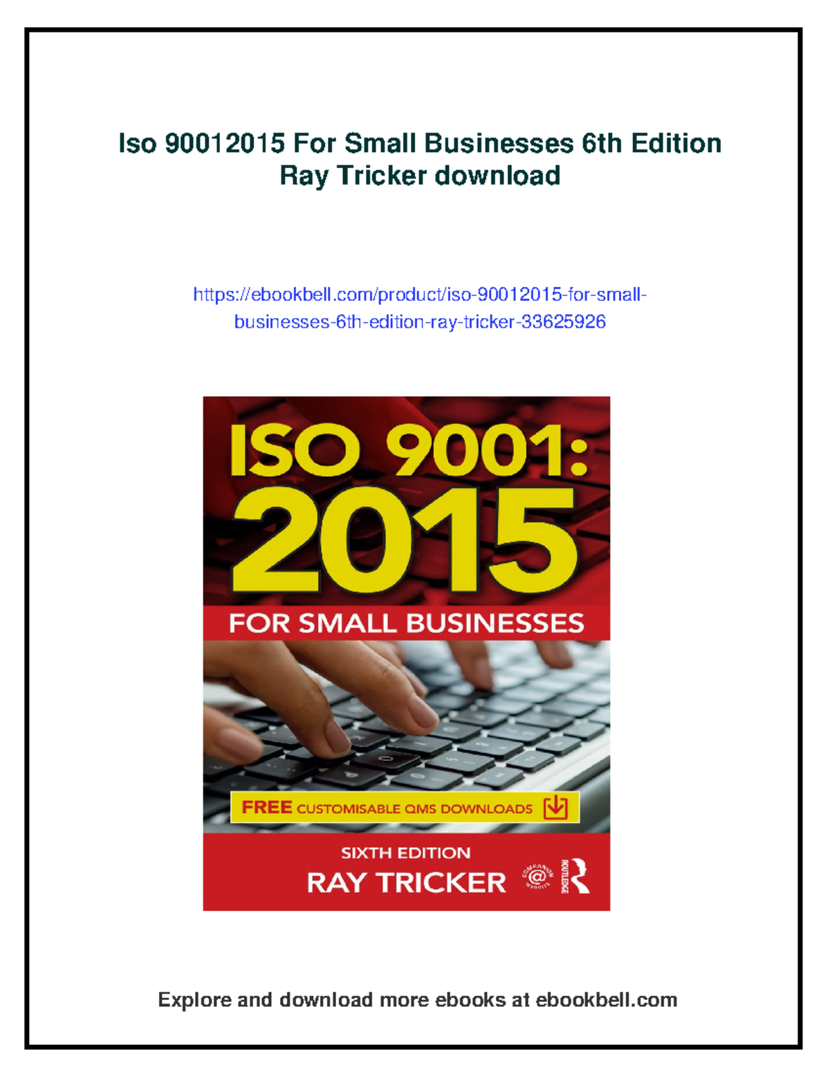 ISO 9001:2015 for Small Businesses - 6th Edition by Ray Tricker - Studocu