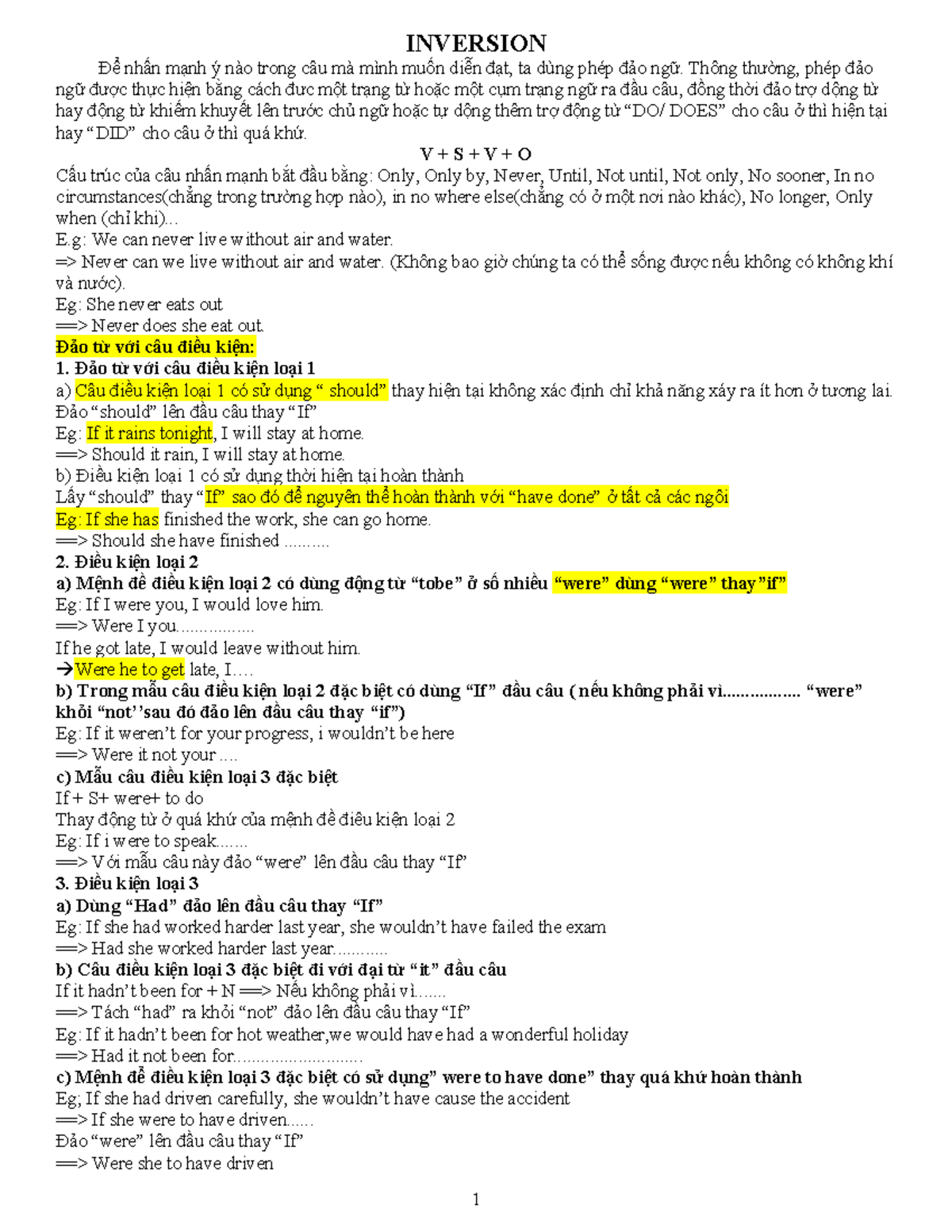 INVERSION EXERCISES FOR ENGLISH GRAMMAR (ENG101) - Studocu