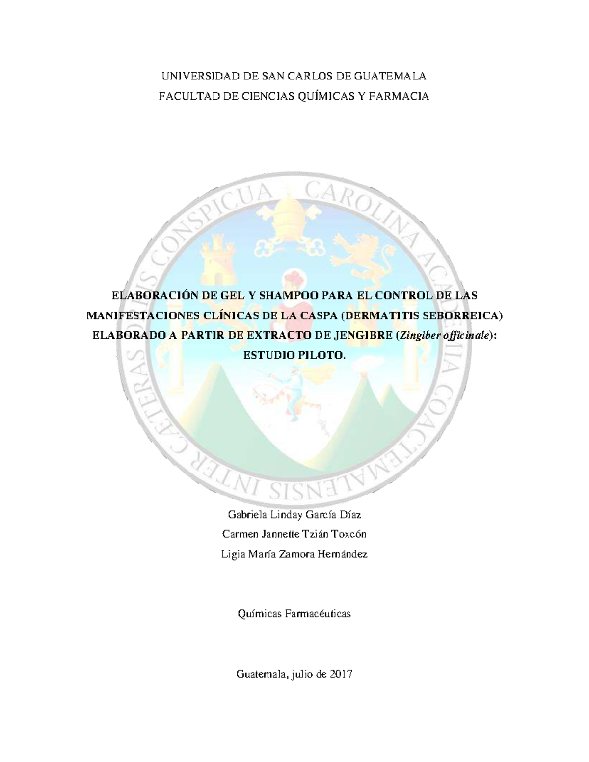 Elaboración de Gel y Shampoo Anticaspa a Base de Jengibre (Zingiber ...