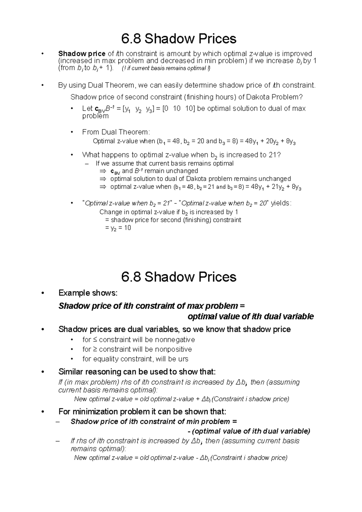 LP 61 8 - 6 12 HIR Ultra: Shadow Prices and Sensitivity Analysis - Studocu