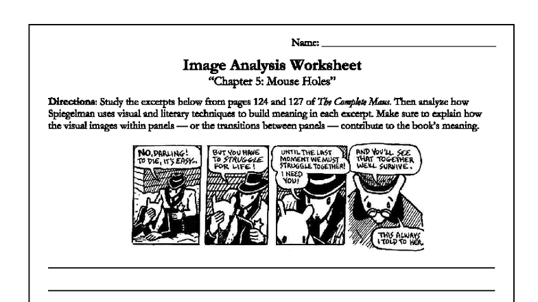 Image Analysis Worksheet 5: Visual Techniques in The Complete Maus ...