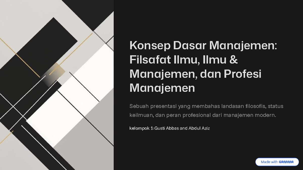 Dasar-Dasar Manajemen: Filsafat, Ilmu, dan Profesi Manajemen - Studocu