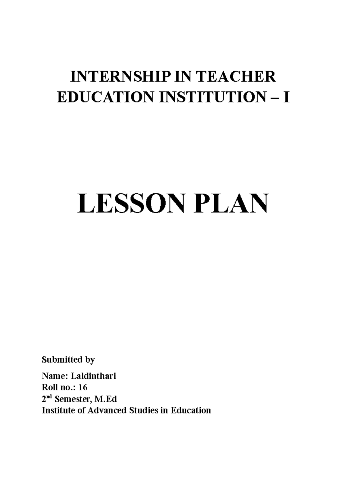 B.Ed/2/CC/202 Lesson Plan: Concept & Importance of Evaluation - Studocu