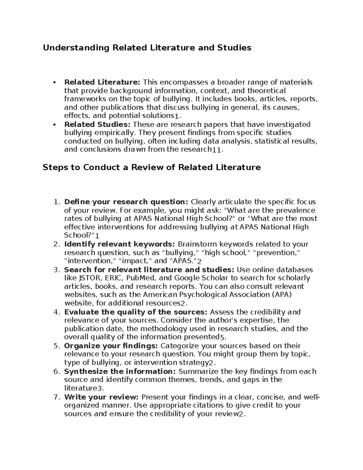 Understanding Related Literature and Studies - It includes books ...