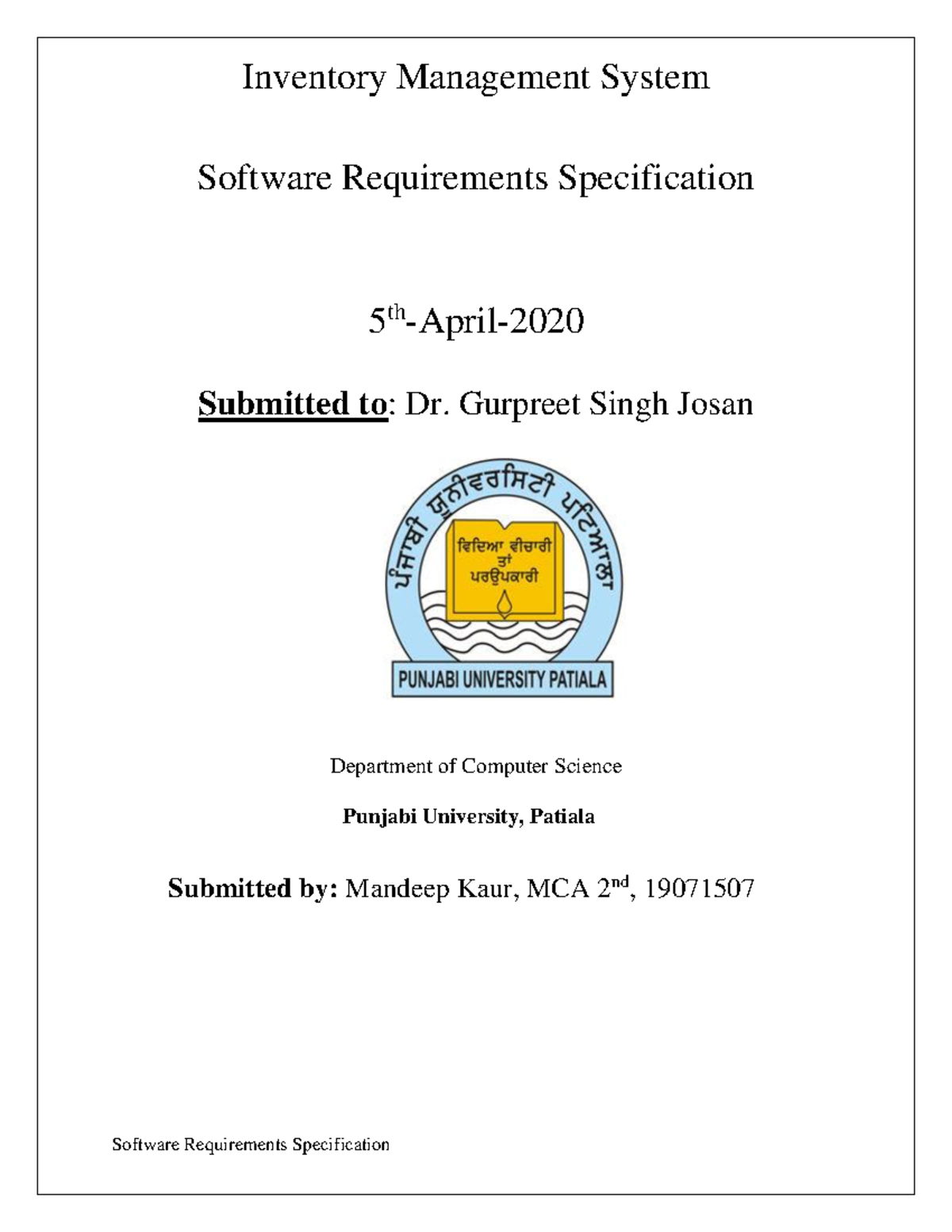 Inventory-mgt-sys - SRS for Inventory management system. - Software ...