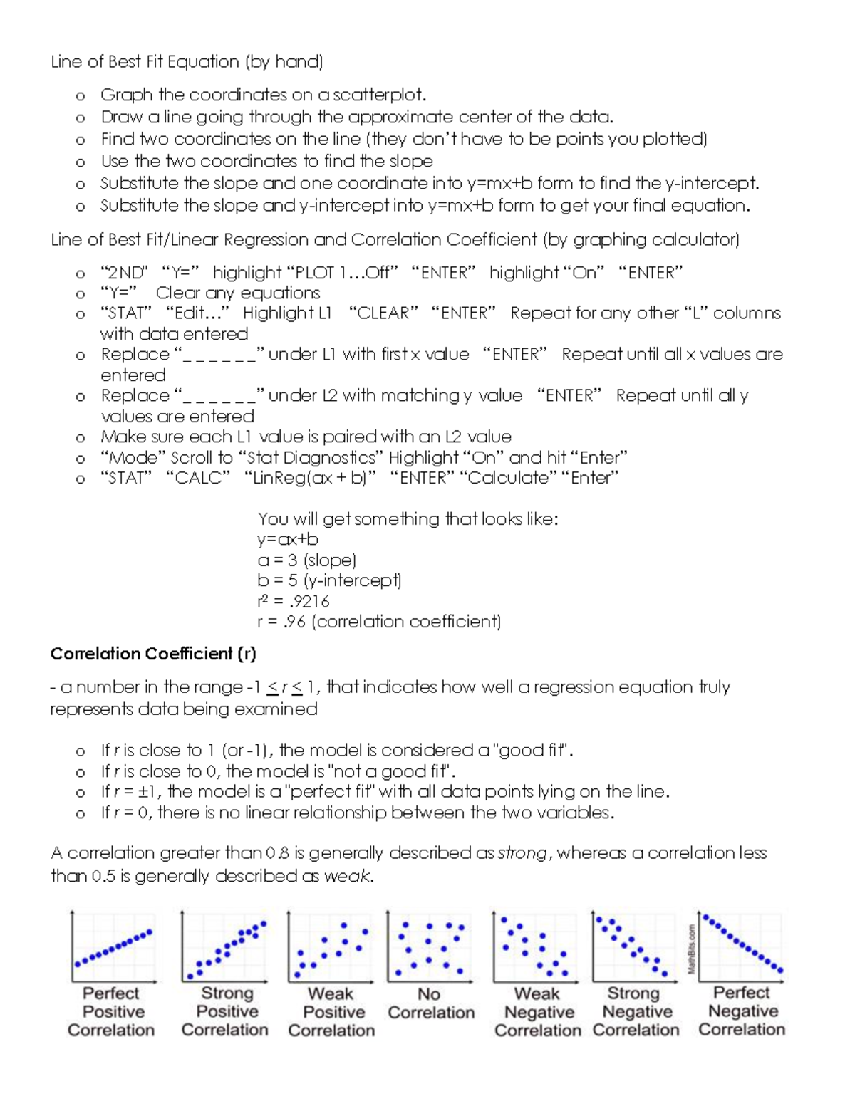Line of Best Fit & Correlation Coefficient Analysis - Studocu