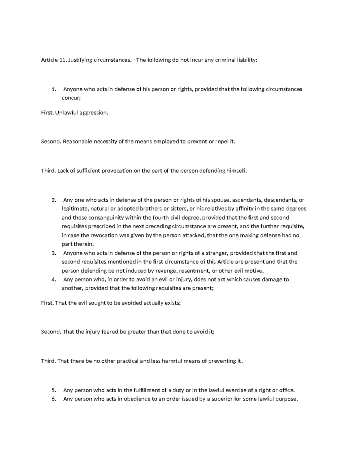 Articles 11-15: Justifying, Exempting, Mitigating, and Alternative ...