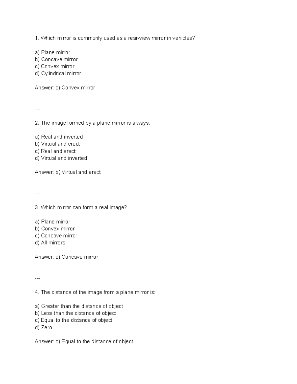 Physics 101: Mirror Types and Image Formation Notes - Studocu