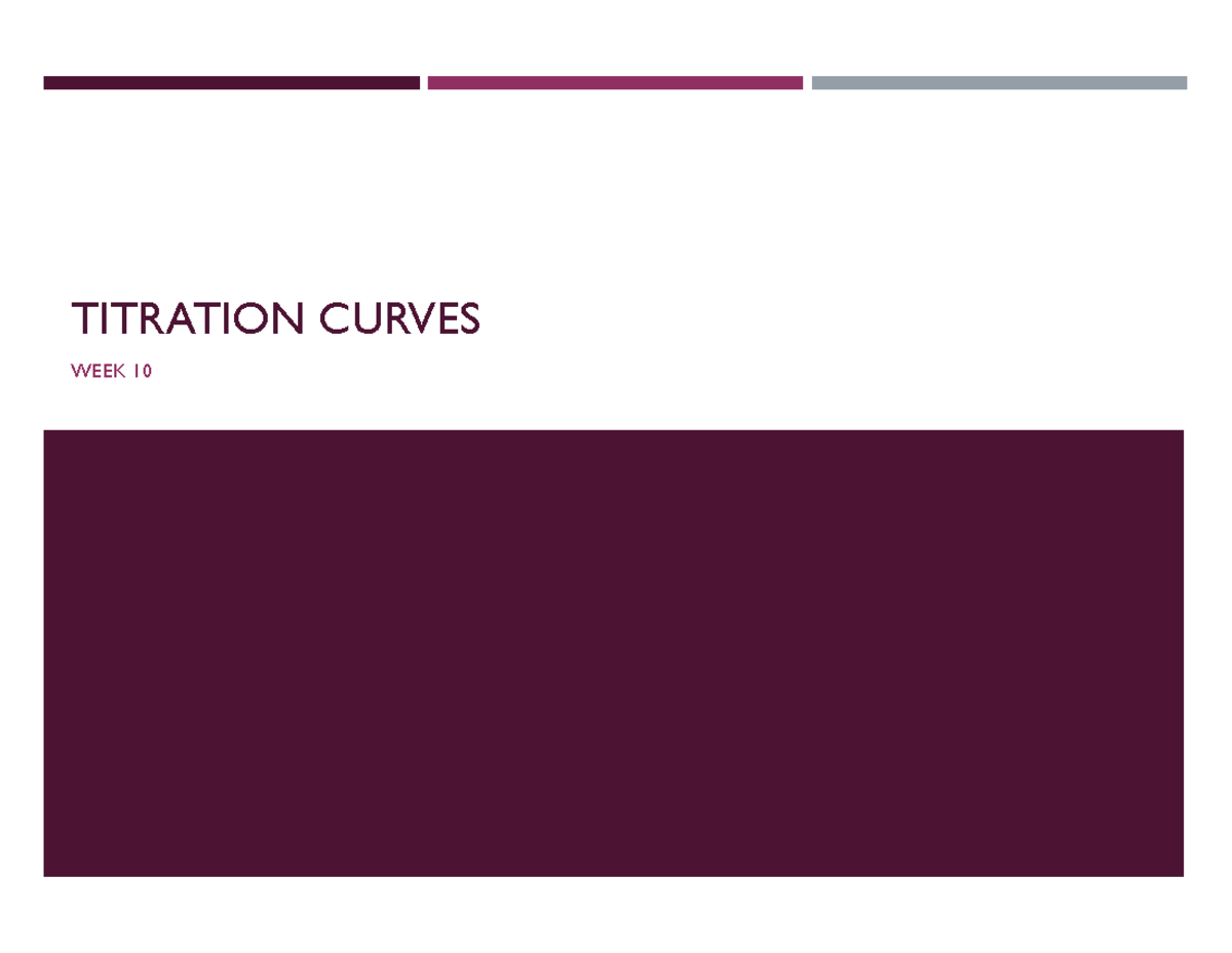 Week 10 - Titration Curves Overview and Key Concepts - Studocu