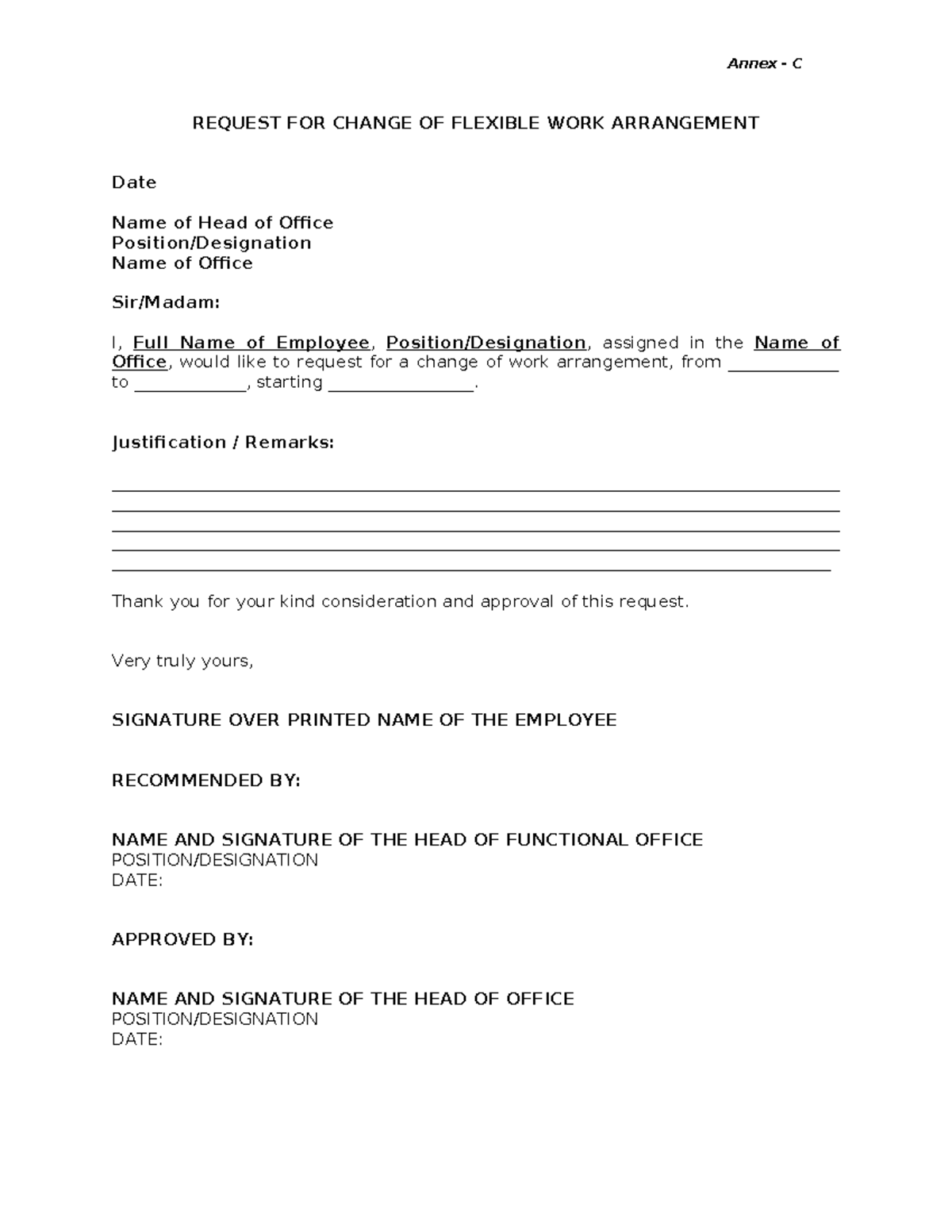 Annex C - Sharing - Annex - C REQUEST FOR CHANGE OF FLEXIBLE WORK ...