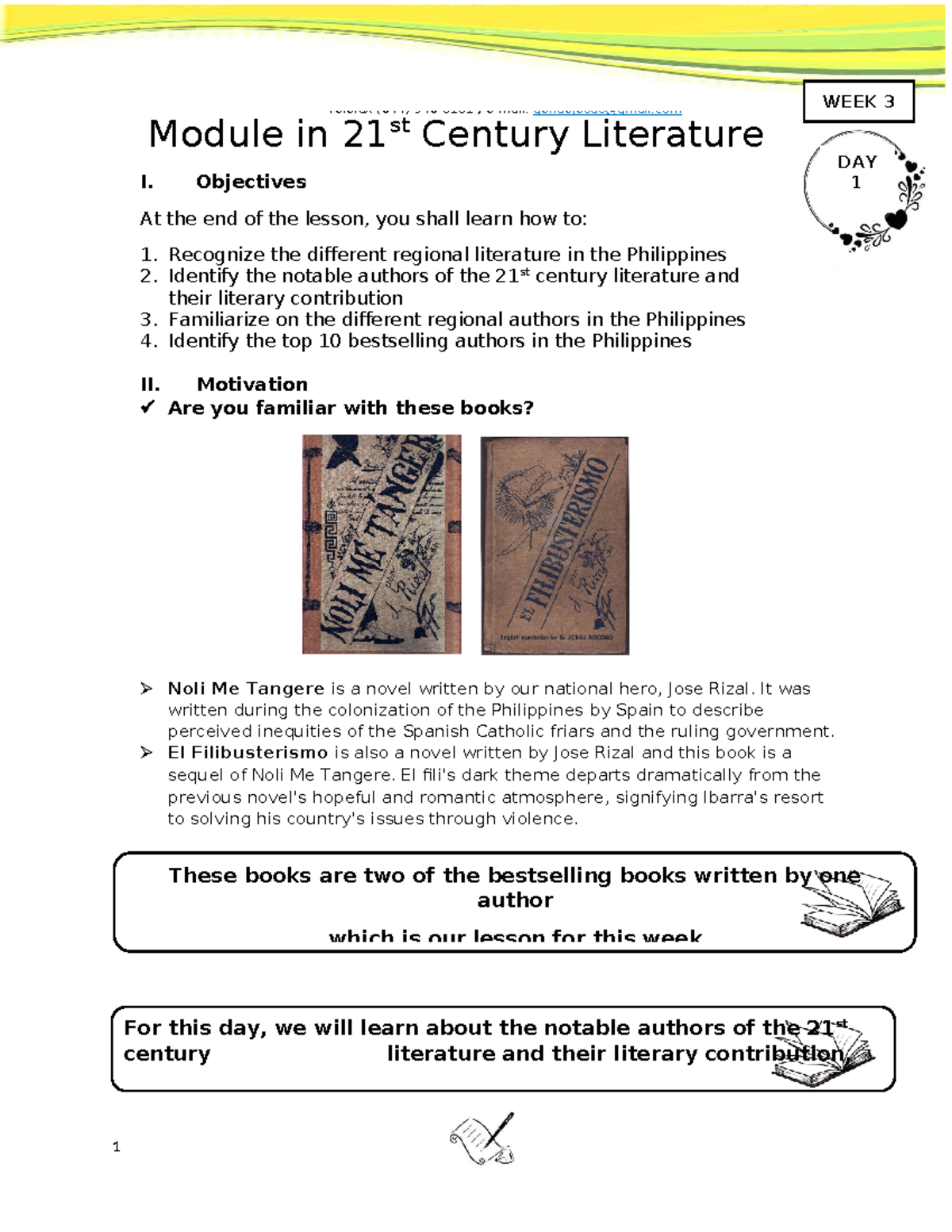 21st Century Literature I: Week 3 Overview and Notable Authors - Studocu