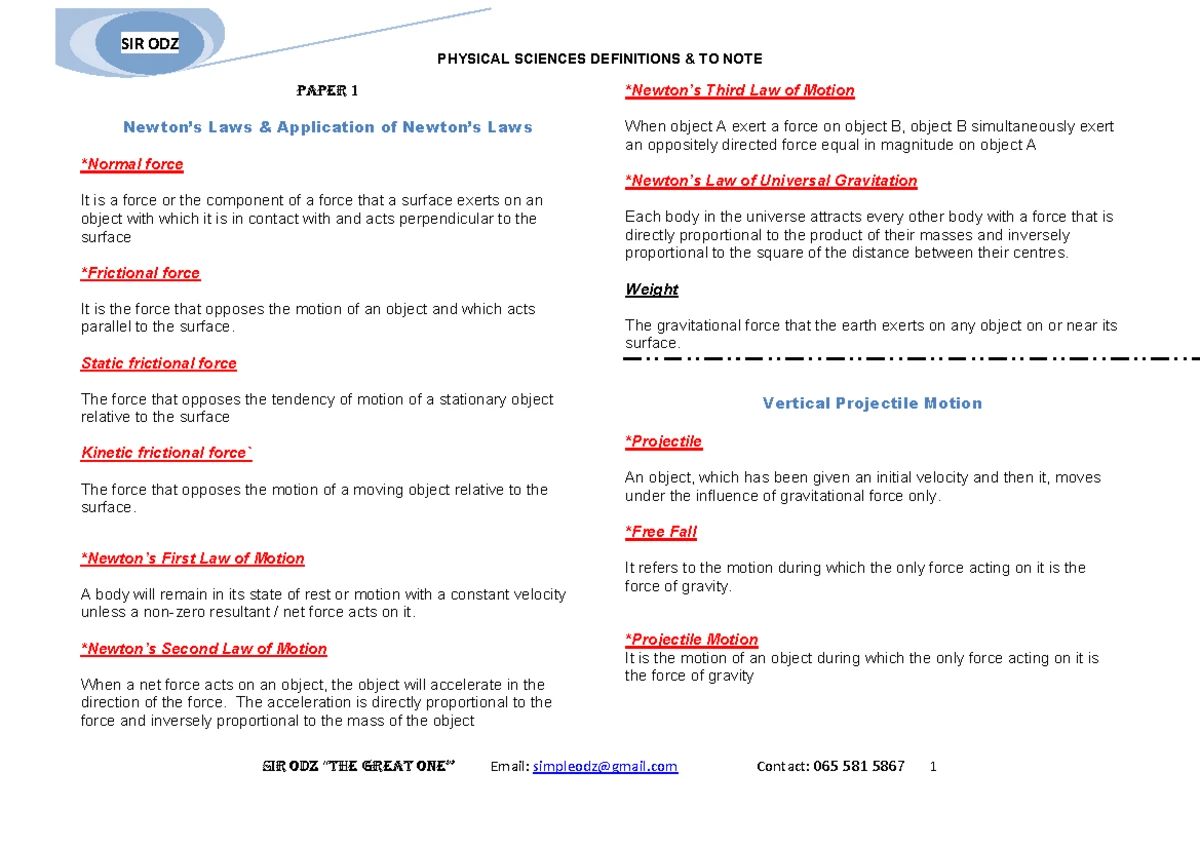 KWV 12 Physics Work, Energy & Power Study Notes - Studocu