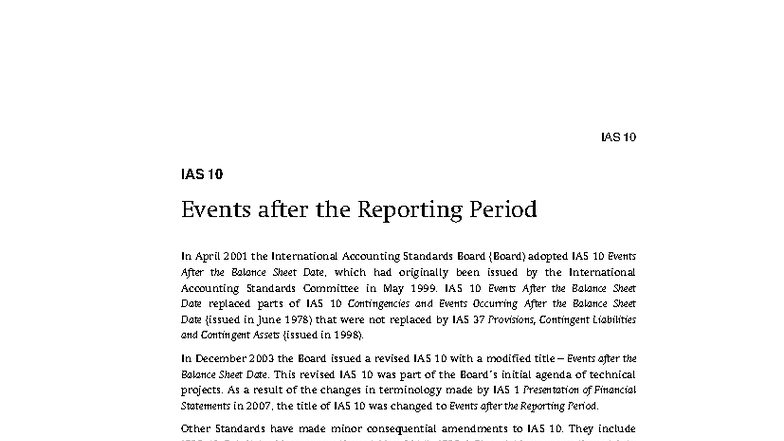 IAS 10 Events After the Reporting Period: Key Insights and Updates ...