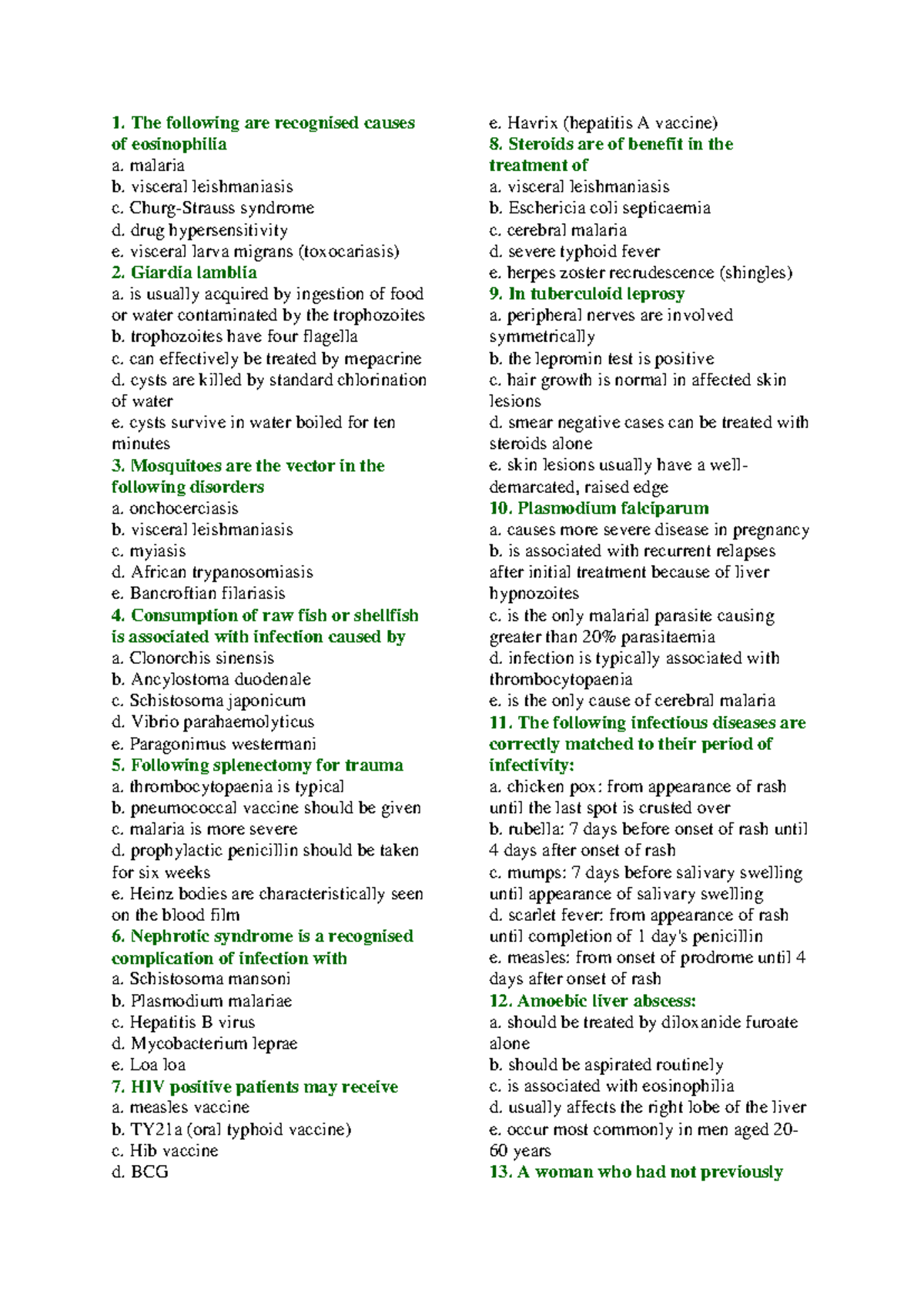 Exam 2 May: Key Questions & Answers for Infectious Diseases - Studocu