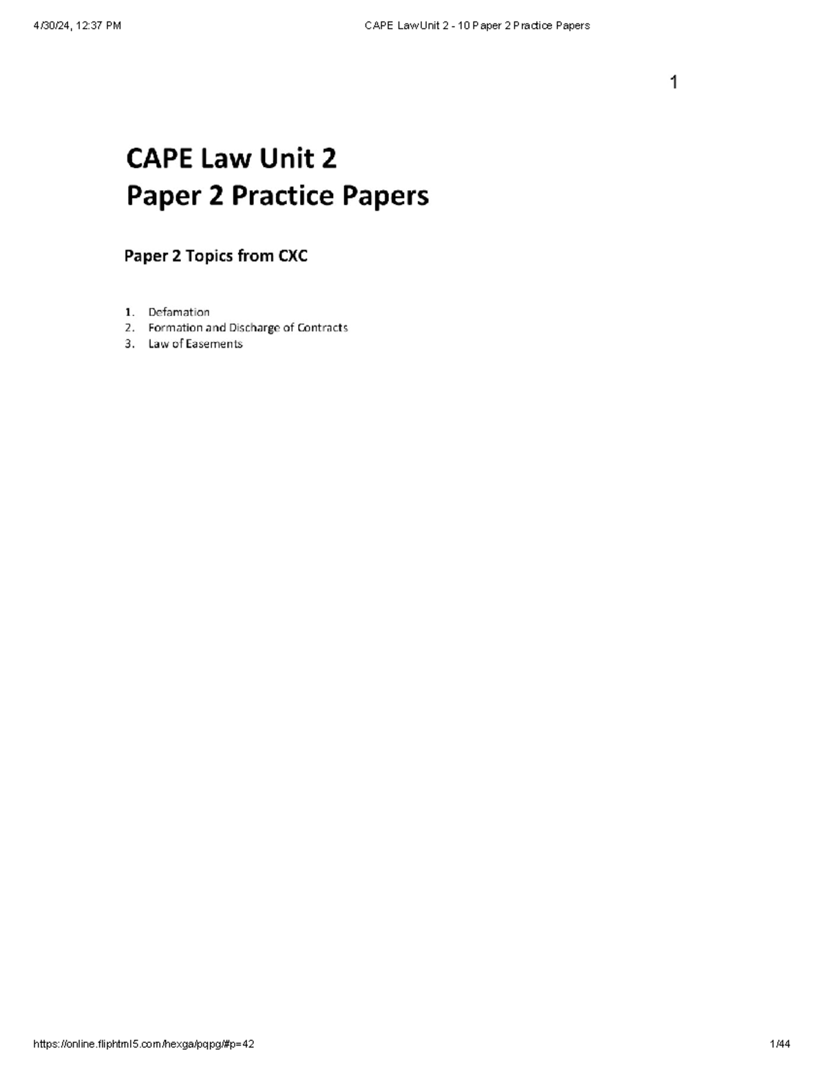 CAPE Law Unit 2 - Practice Papers for Paper 2 Exam Prep - Studocu