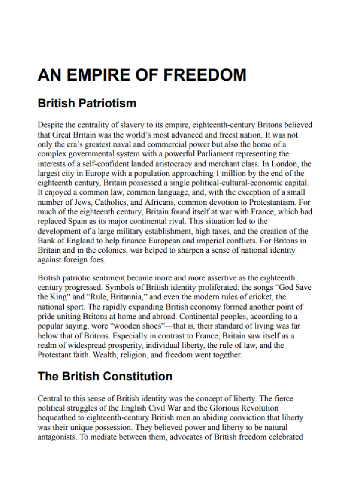 AN EMPIRE OF FREEDOM: British Patriotism and Identity in the 18th ...