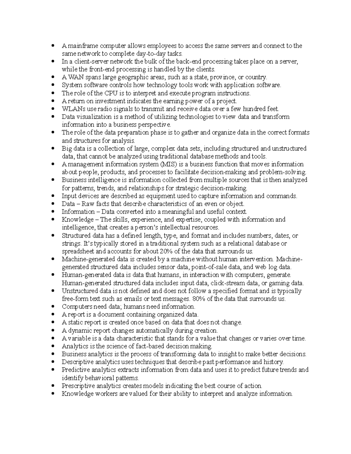 C954 Final Exam Study Notes on Information Systems and Data Management ...