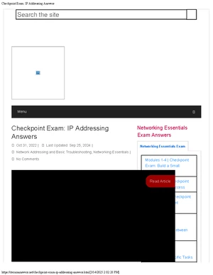 Networking Essentials Checkpoint Exam: Communication Between Networks Answers - Studocu