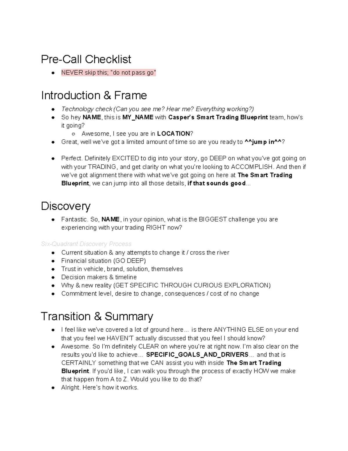 Closing Full Script - Smart Trading Blueprint (STB) - Studocu