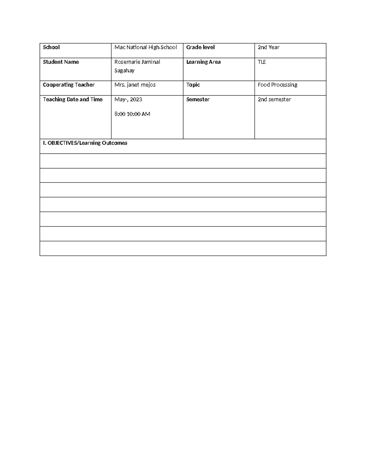 Detailed lesson plan - Bahelor if Technology and Livelihood Education ...