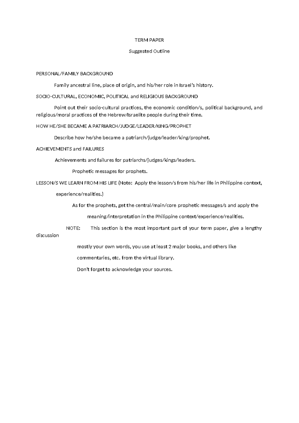 TERM Paper (OT) Suggested Outline - TERM PAPER Suggested Outline ...