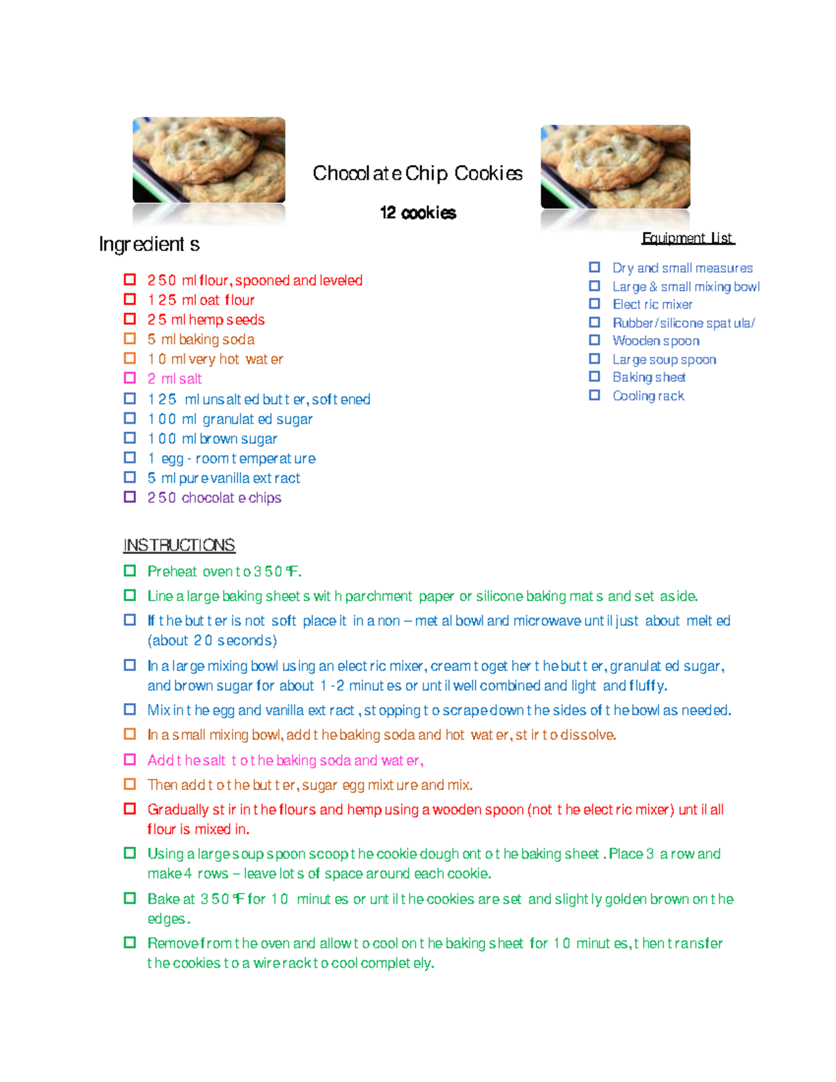 Chocolate Chip Cookies Recipe: Easy Steps to Bake 12 Cookies - Studocu