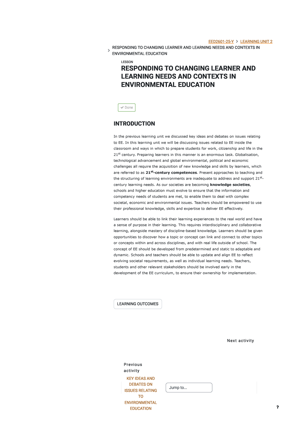 EED2601 Unit 2: Adapting Environmental Education for 21st Century ...