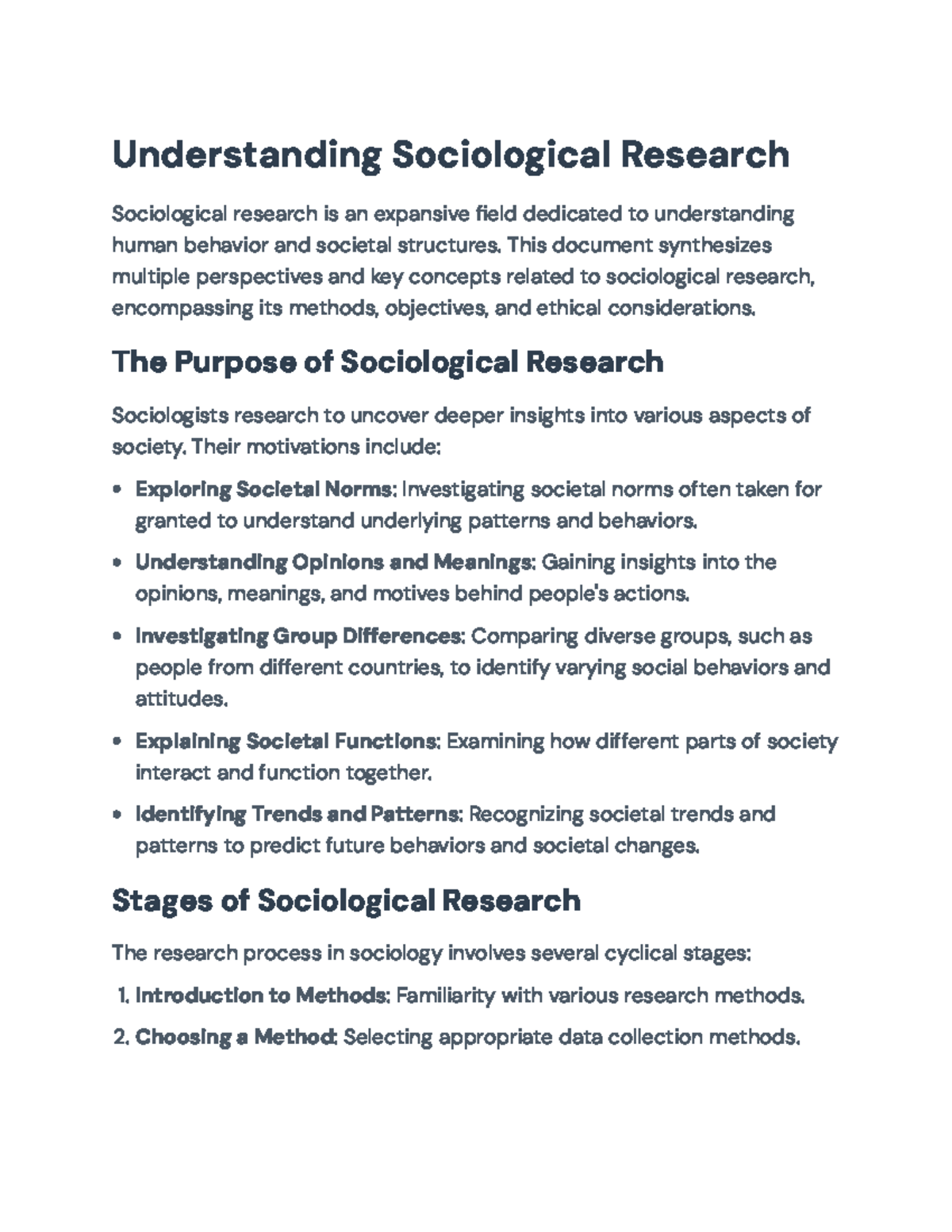 Understanding Sociological Research Methods and Ethical Considerations ...